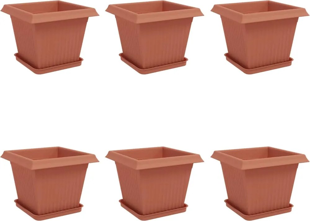 Květináče 6 ks Cihlově červená Plast 3403294