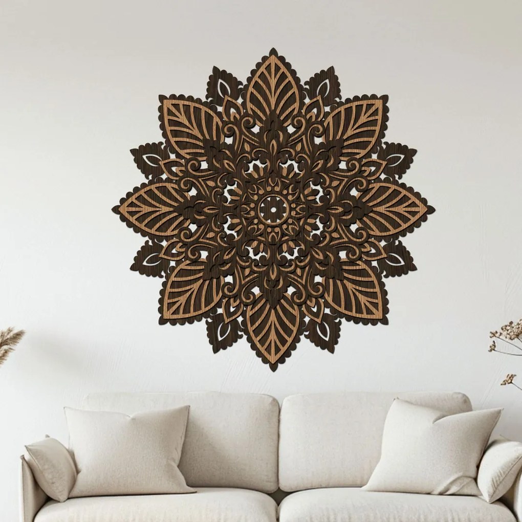 dřevo života 3 vrstvá mandala VDĚČNOSTI Rozměry šxv (cm): 40x40, Zvolte barevný dekor: horský dub-wenge
