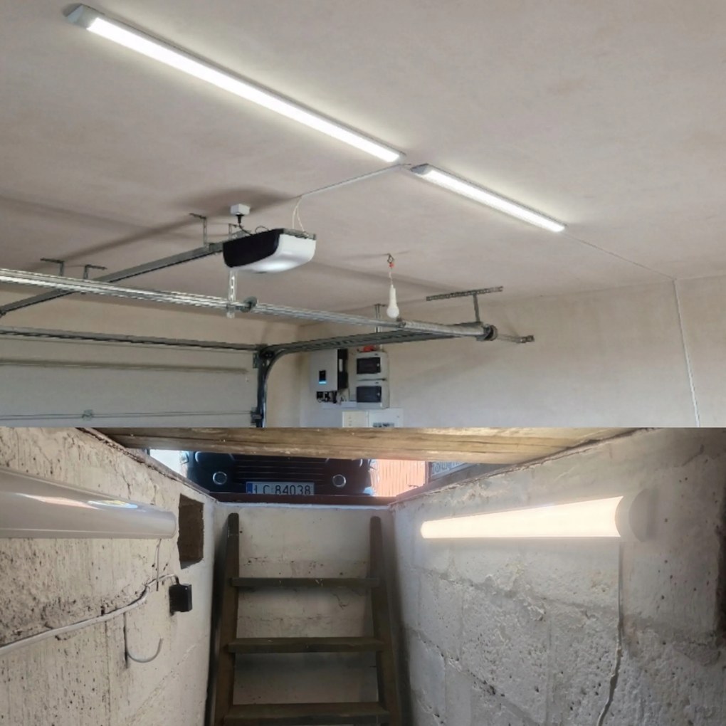 BERGE Sada 4 x povrchově montovaných LED svítidel 36W 120cm zářivkový panel pro garáž a dílnu
