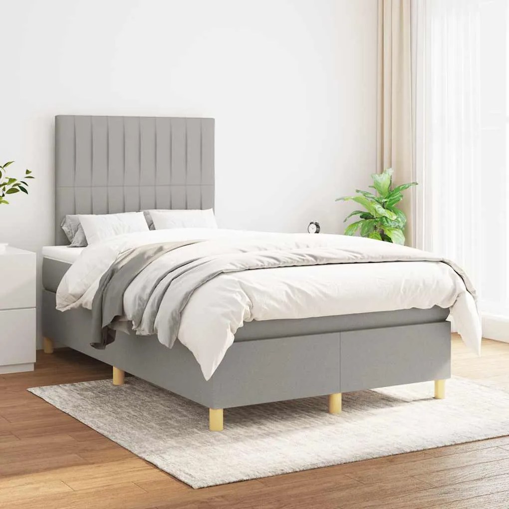 Box spring postel s matrací světle šedá 120x190 cm textil 3269944