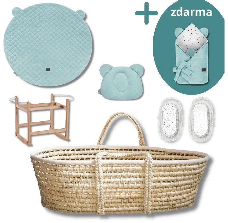 Sada Royal Baby s košíkem ocean mint + zavinovačka zdarma