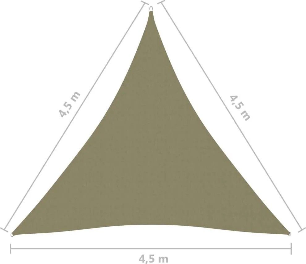 vidaXL Stínící plachta oxford trojúhelníková 4,5 x 4,5 x 4,5 m [135178] Barva: Béžová