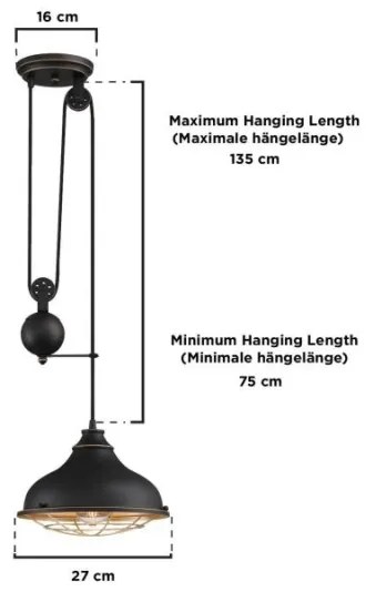 Westinghouse 61249 - Lustr na lanku CHAVES 1xE27/60W/230V