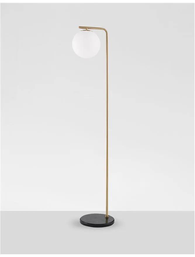 Nova Luce Stojací lampa ALVAREZ saténový zlatý kov a černý mramor bílé opálové sklo E27 1x12W