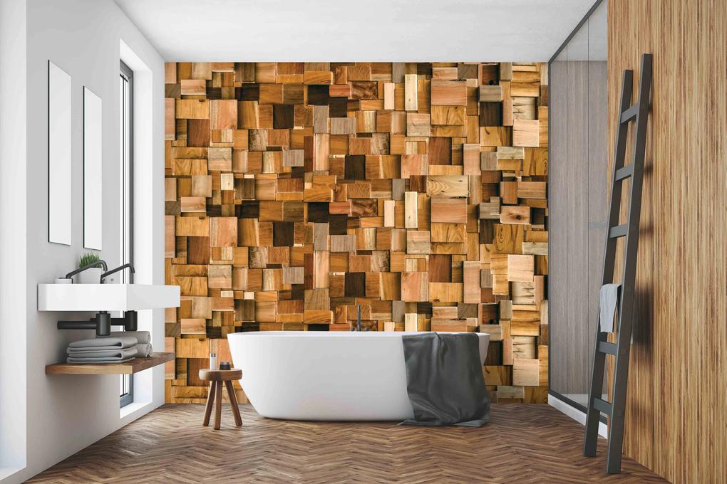 Malvis ® Tapeta Dřevěná geometrie Vel. (šířka x výška): 432 x 290 cm