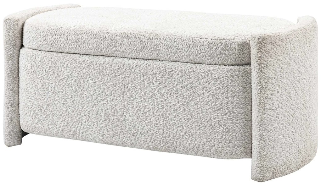 HOMCOM Sedací lavice, postelová lavice s úložným prostorem, čalouněná lavice s víkem, sametový vzhled, úložná lavice, krémová, 105 x 44 x 45,5 cm | A…