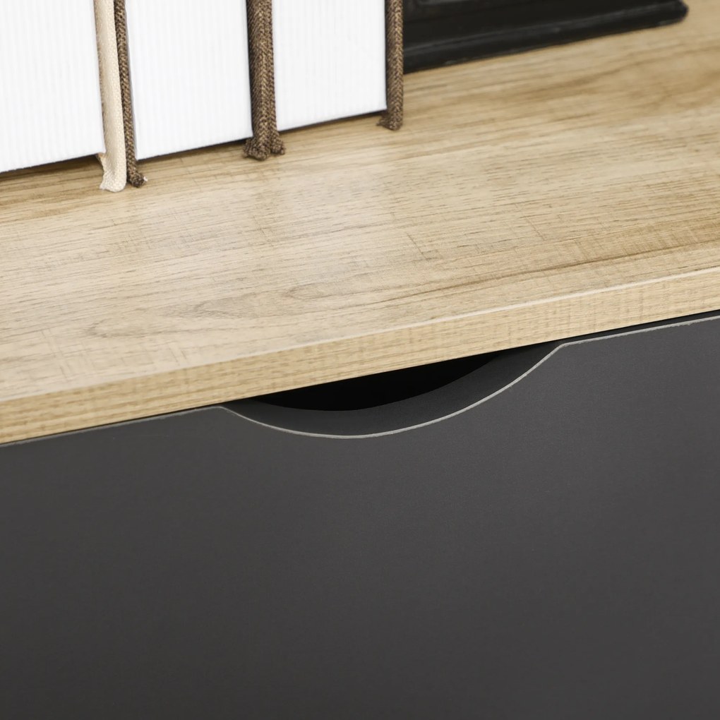 HOMCOM knihovní regál úložný regál skříň 6 polic rozměry 80D x 35Š x 180V cm přírodní a tmavě šedá