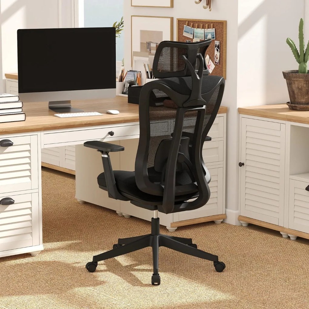 Costway Ergonomická kancelářská židle s nastavitelnou bederní opěrkou a hlavovou