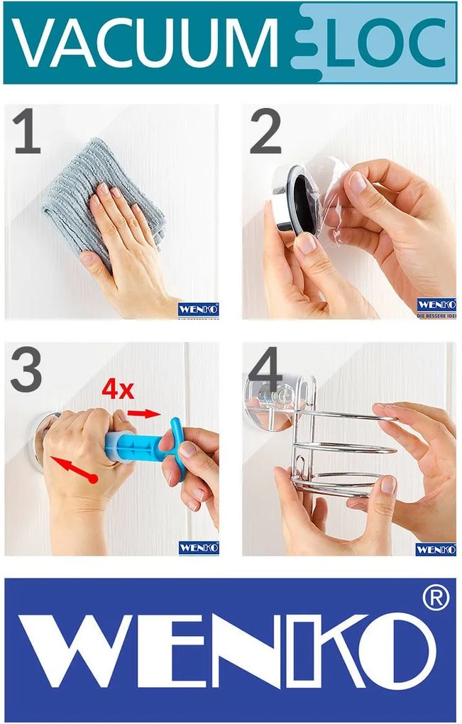Sada koupelnových háčků, 2 ks, Vacuum-Loc, černé