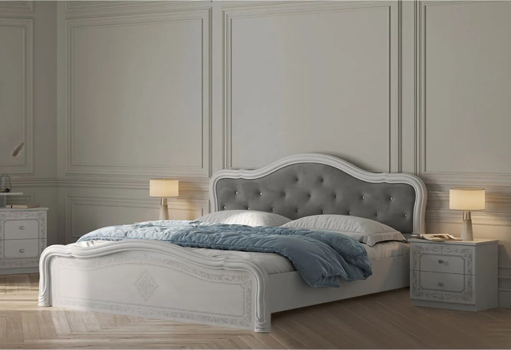 Postel 180 Lux bez roštu, bílý lesk Luiza