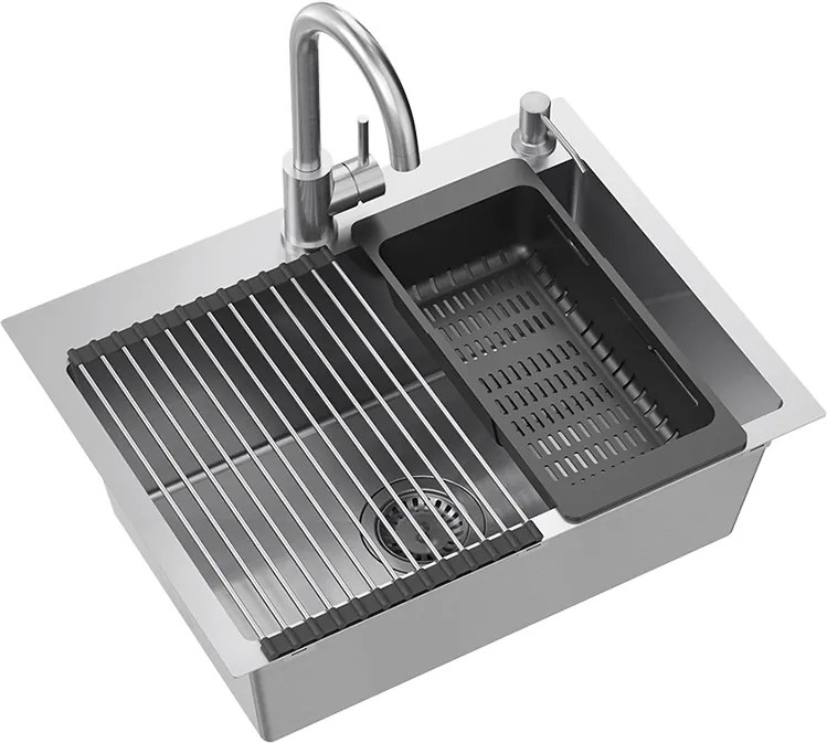 Kuchyňský nerezový dřez QUADRON LUKE 110 s baterií a příslušenstvím 58x45x20 cm