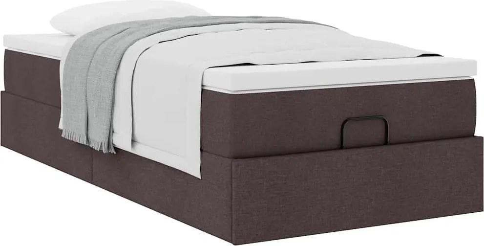 Osmanský rám postele s matrací tmavě šedá 80x200cm textil 3311067