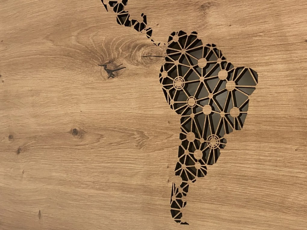 Li-Go "Mapa světa" světelný obraz 230V 120x60cm provedení povrchu: dub světlý
