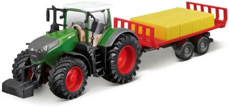 Bburago 10cm farm tractor fendt 1050 s přívěsem na balíky
