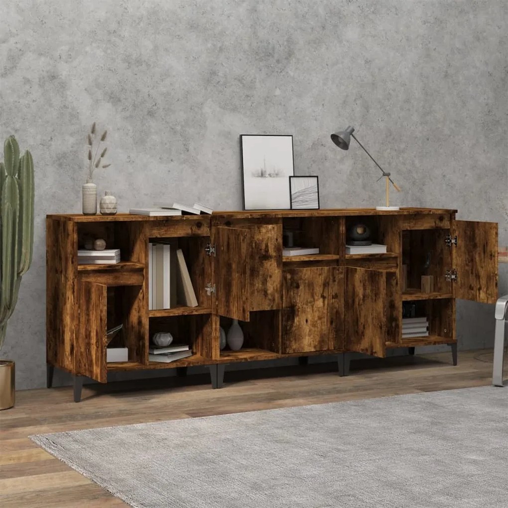 Příborníky 3 ks kouřový dub 60 x 35 x 70 cm kompozitní dřevo 3185748