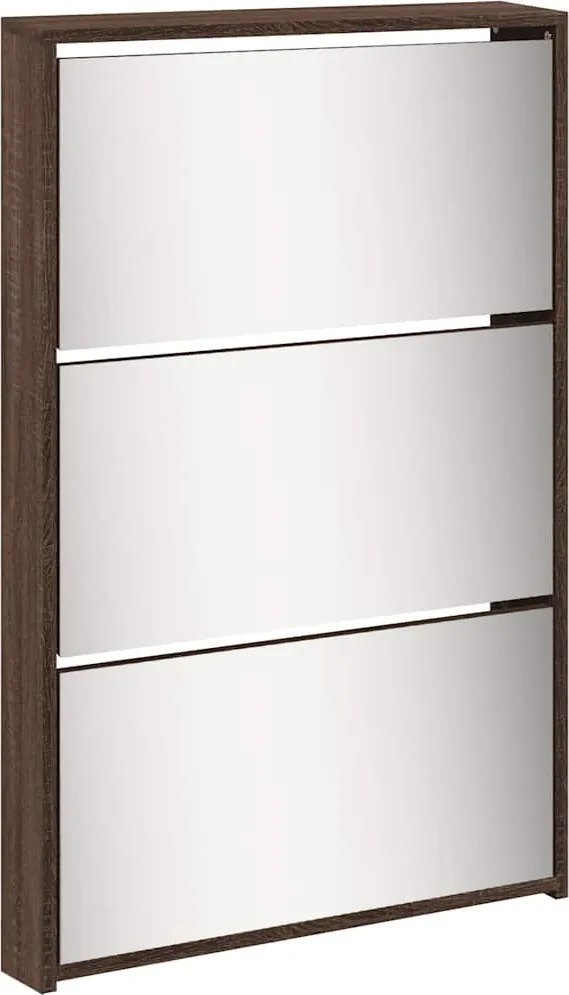 Botník se zrcadlem 5patrový hnědý dub 63 x 17 x 169,5 cm 3228285