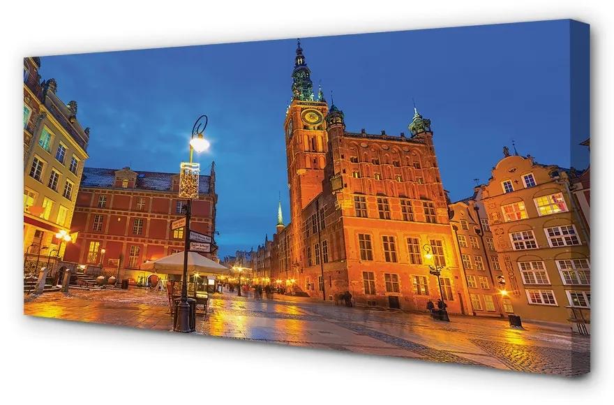 Obrazy na plátně Gdańsk Staré Město v noci kostel 100x50cm