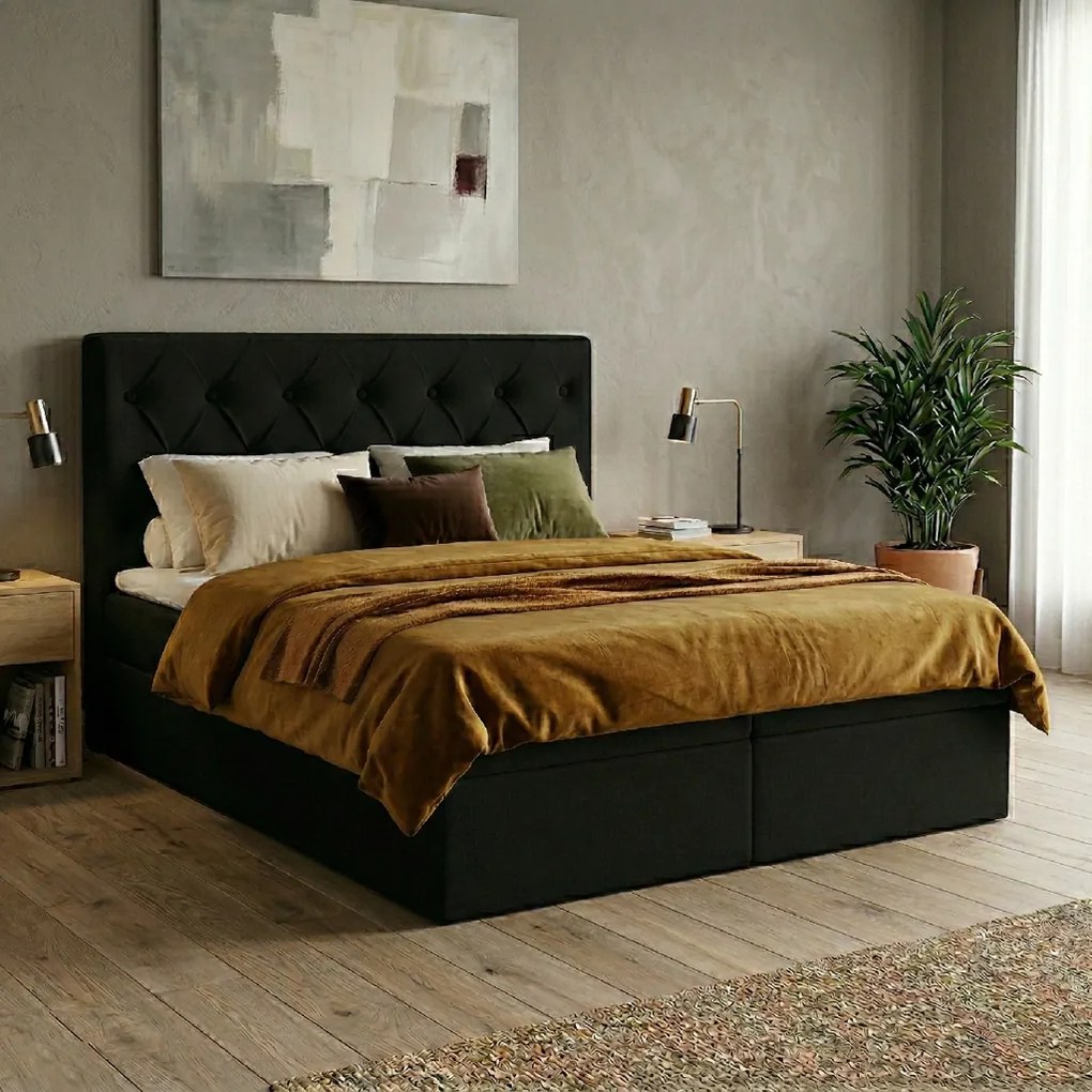 Eka Kontinentální čalouněná postel Elegant - Fresh (120x200 cm) Barva látky - Fresh: Hořčicová (Fresh 37)