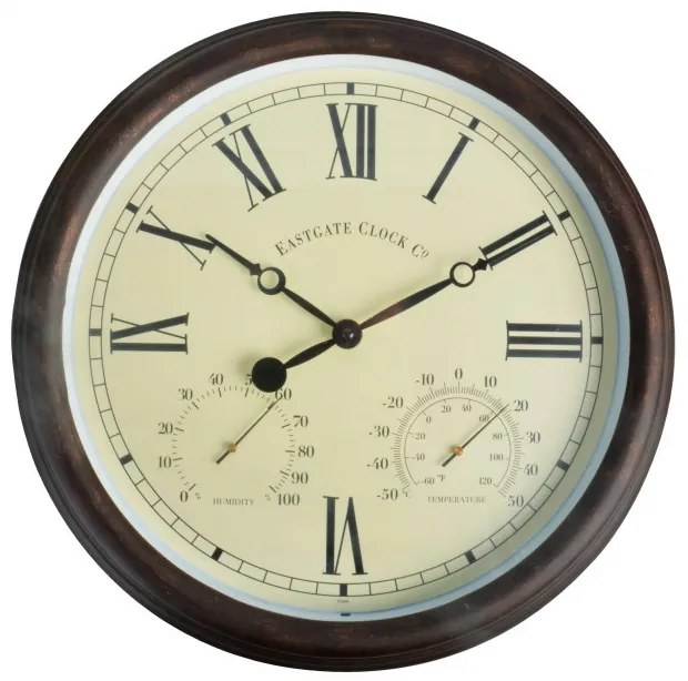 Esschert Design - venkovní hodiny s vlhkoměrem a teploměrem Ø 38 cm