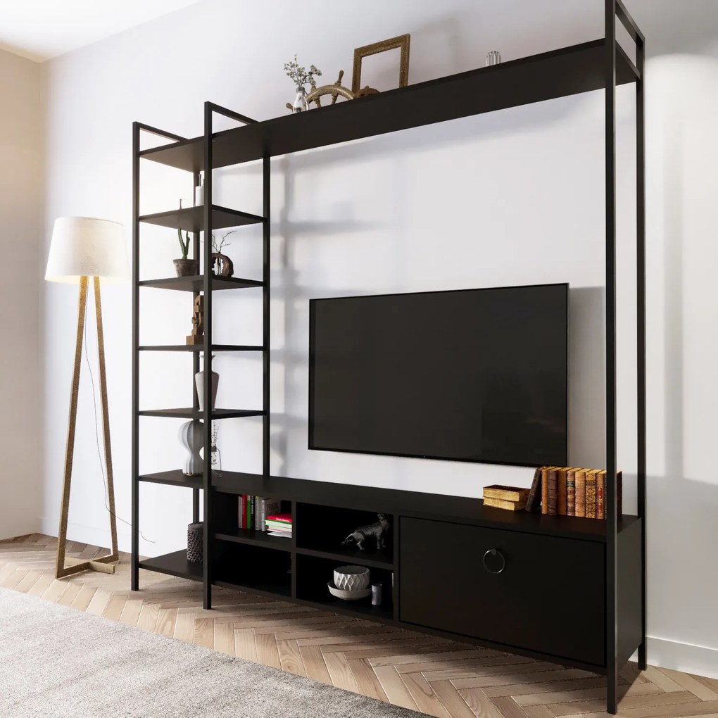 Kalune design Televizní stěna MAT černá 285LCV1137