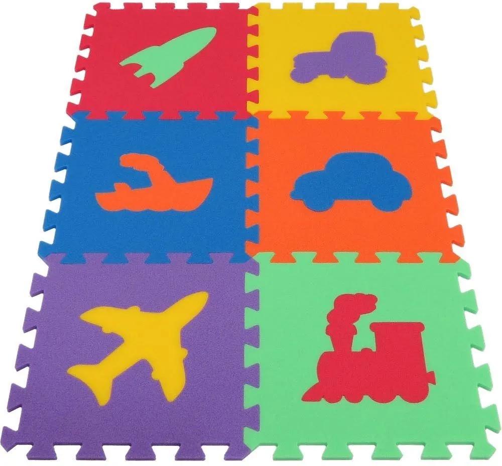 Malý Genisu Pěnový koberec MAXI 6 Dopravní prostředky, mix 6 barev
