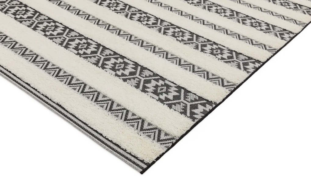 Tribeca Design Kusový koberec Mola Black/Cream Stripe Rozměry: 200x290 cm