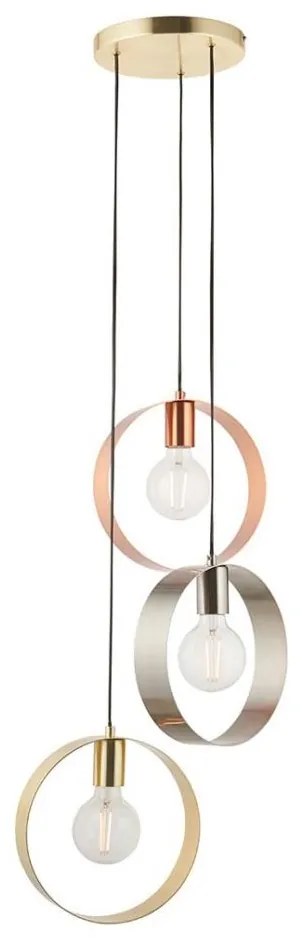 Endon 81922 - Lustr na lanku HOOP 3xE27/40W/230V zlatá/měděná/matný chrom 81922