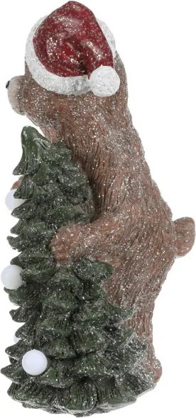 Vánoční figurka medvěda se stromkem a LED osvětlením (2 ks)