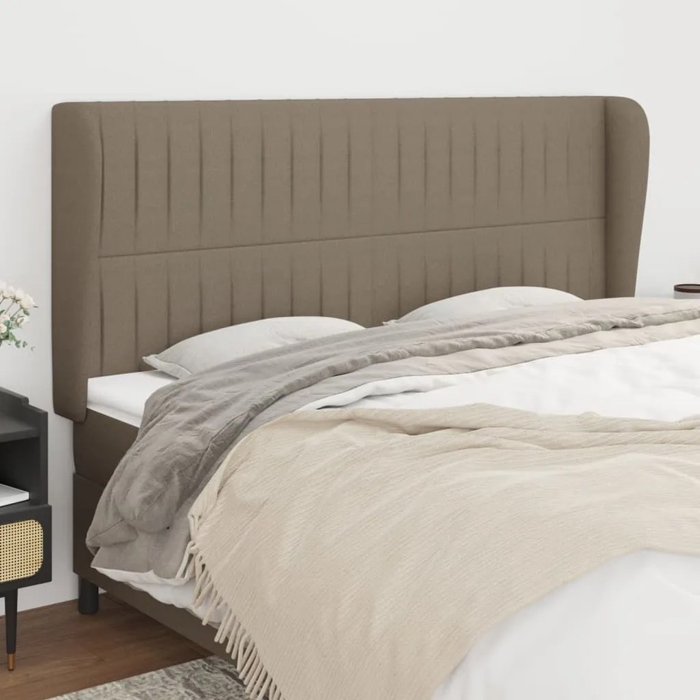 Čelo postele typu ušák taupe 203x23x118/128 cm textil 3118220