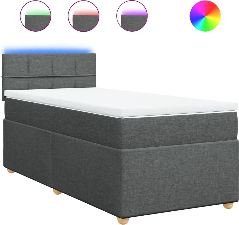 Box spring postel s matrací tmavě šedá 90x190 cm textil 3288836