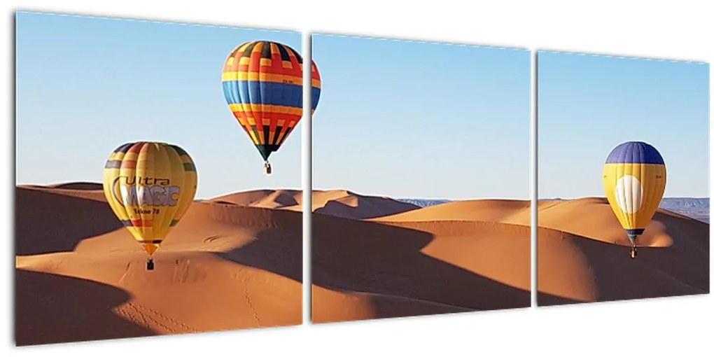 Obraz - létající balóny v poušti (120x40 cm), 40 dalších rozměrů