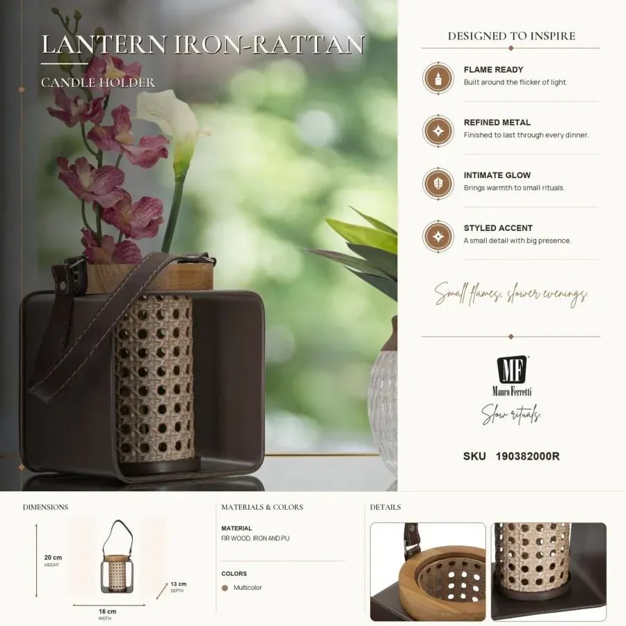 Lucerna Rattan 20 cm hnědá