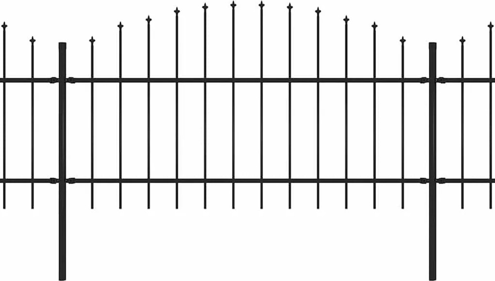 Zahradní plot s kopím nahoře ocelový 337 x 125 cm černý 277722