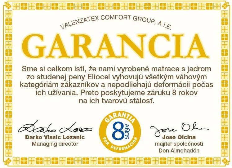 Oboustranná matrace VISCOFOAM DUO 20 cm + prošívané peřiny s Aloe Vera ZDARMA 80 x 200 cm