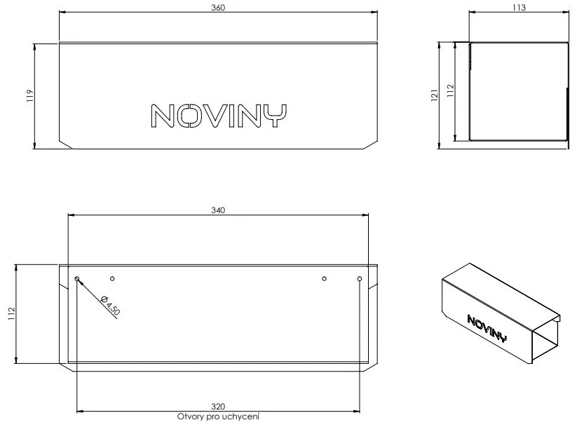 Novinová poštovní schránka NEWS Odstín: Nerezová ocel - Broušeno