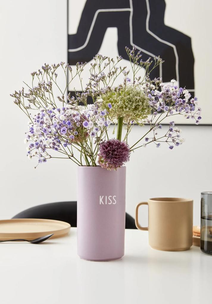 DESIGN LETTERS Porcelánová váza Favourite Kiss 11 cm, fialová barva, porcelán