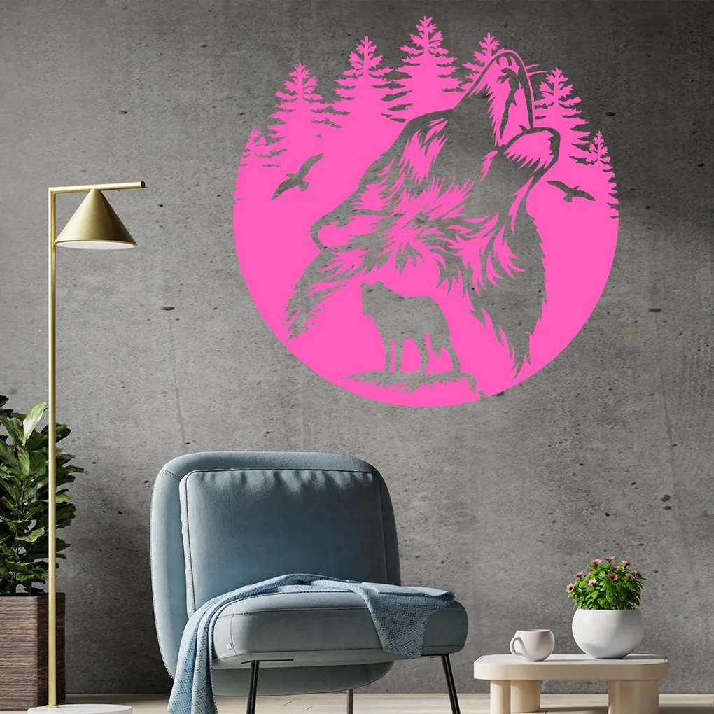 Živá Zeď Samolepka na zeď Vlci Barva: růžová, Velikost: 60 x 60 cm