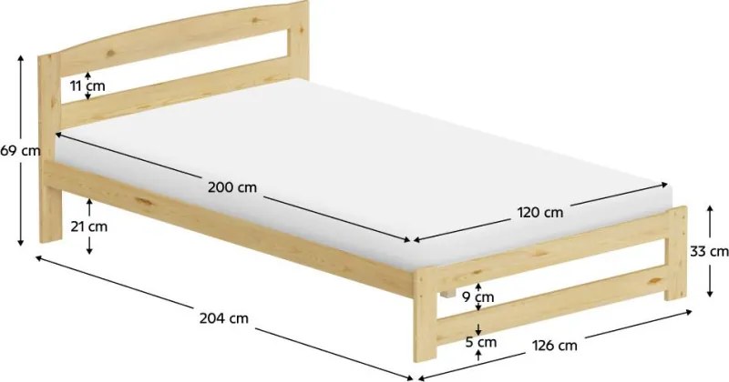 Postel s roštem, přírodní, 120x200, AZRA Kondela 0000411692