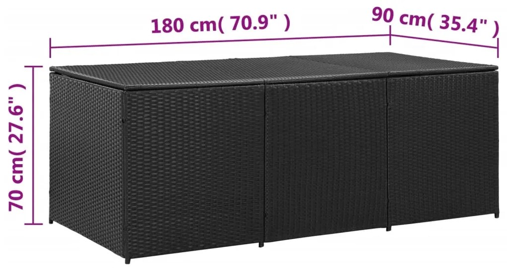 vidaXL Marketos Zahradní úložný box polyratan 180 x 90 x 70 cm černý
