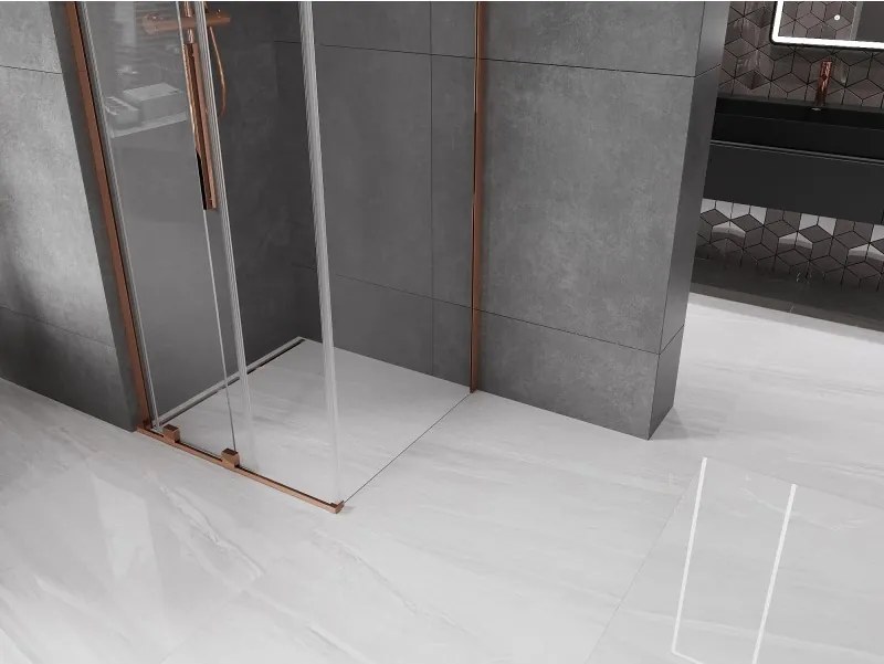 Mexen Velar L, sprchový kout s posuvnými dveřmi 90 x 90 cm, 8mm čiré sklo, růžové zlato, 871-090-090-03-60