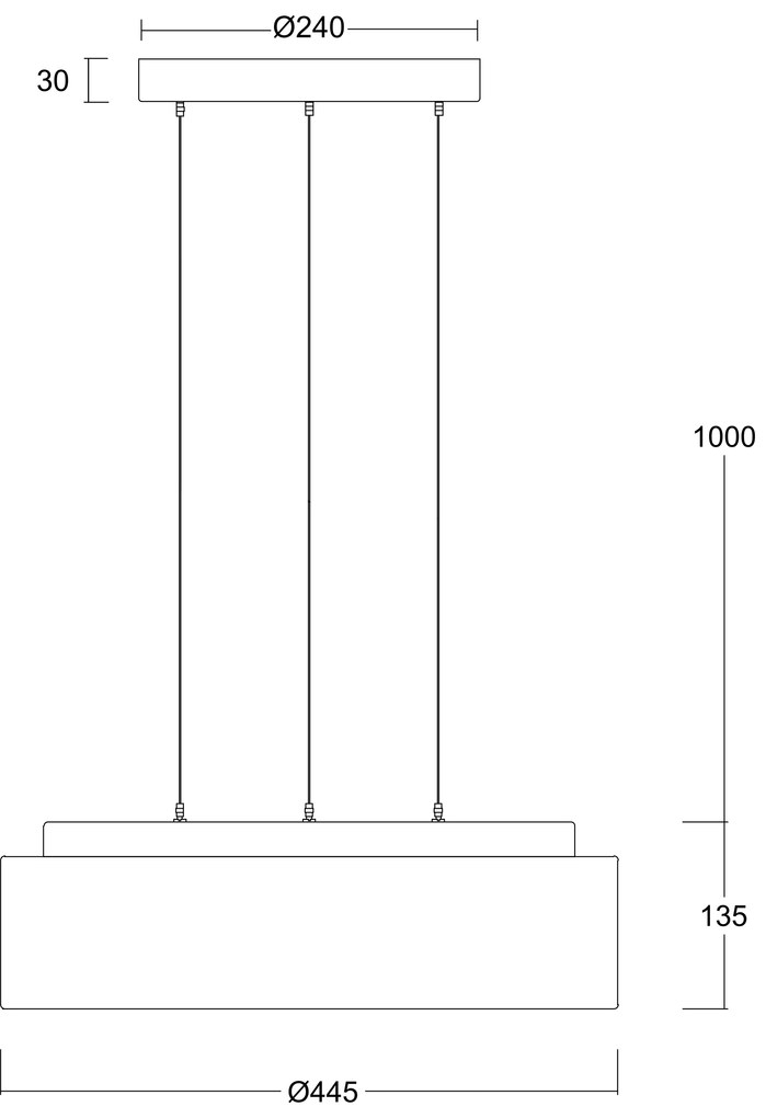 Osmont Eris LE3, závěsné svítidlo z triplexového skla se stříbrným závěsem, LED 27W 3000K, IP40, prům. 44,5 cm