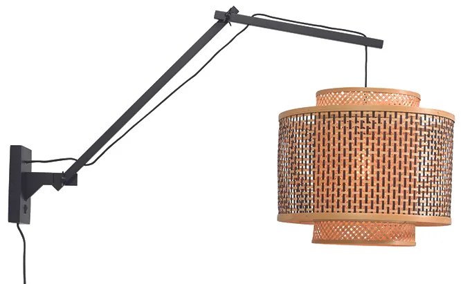 MUZZA NÁSTĚNNÁ LAMPA BHUTAN L 40 X 34 ČERNÁ, PŘÍRODNÍ