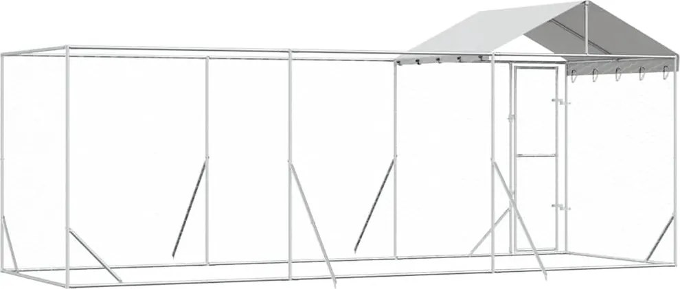 Venkovní psí kotec se střechou stříbrný 6 x 2 x 2,5 m ocel 3190467