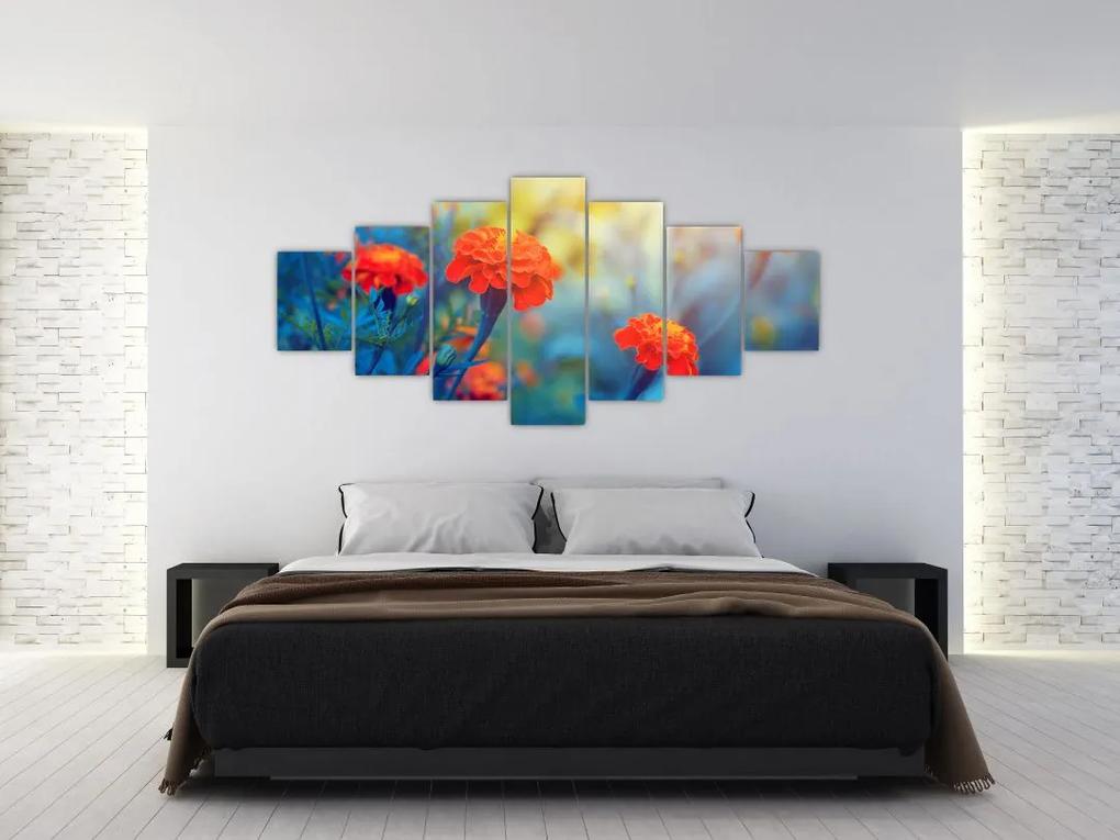 Obraz - Oranžové květy (210x100 cm)