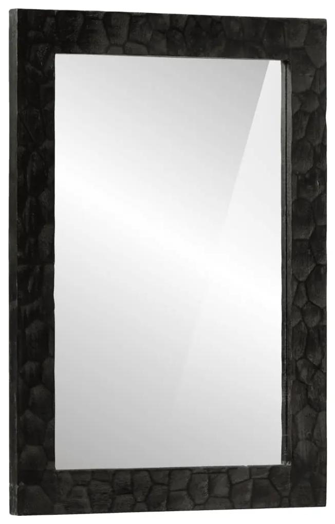 Koupelnové zrcadlo černé 50x70x2,5 cm masivní mangovník a sklo - Default Title
