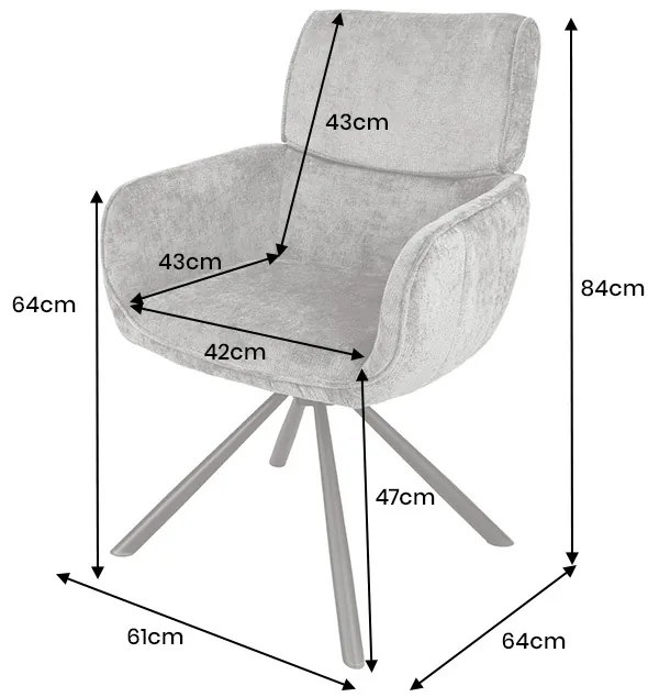 Designová otočná židle Parthenia šedá