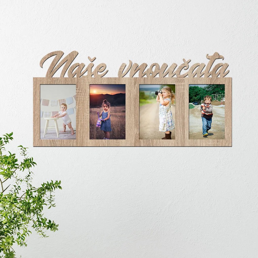 dřevo života Dřevěný fotorámeček Naše vnoučata Zvolte barvu dekoru: Dub Sonoma, Velikost fotografie: 10x15, Počet fotorámečků: 4