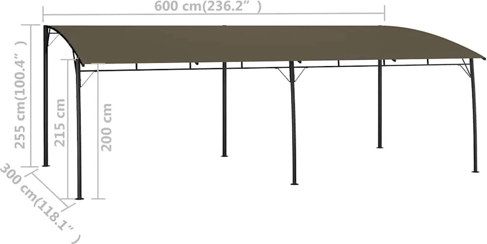 Slunečníkové markýzy 6 x 3 x 2,55 m Taupe 312256
