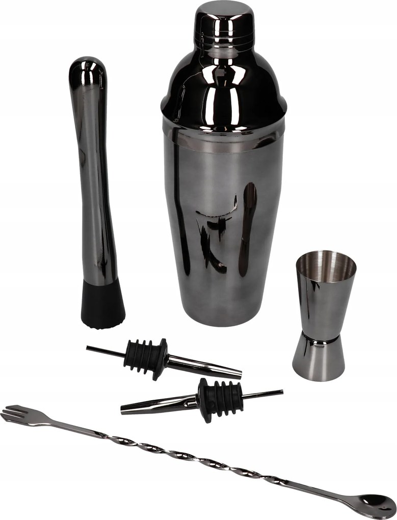 Barmanský set 6 ks shaker Cobbler 750 ml černý lesk