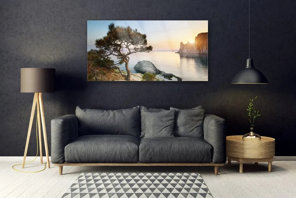 akrylový obraz Jezero Strom Krajina 120x60 cm